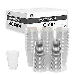 Exquisite Catergoods 700 Count Bulk Pack - 7 oz Clear Plastic Cups - Transparent Plastic Disposable Cups Multi Use Cold Beverage Plastic Clear Cups for Home ~ Office ~ Parties And More