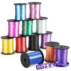 Kicko Curling Ribbon - Colorful Assorted - 12 Pack - 720 Ft Total - for Florist, Flowers, Arts and Crafts, Hair, School, Girls, Fabric Ribbon, Balloons, Holidays, Birthdays