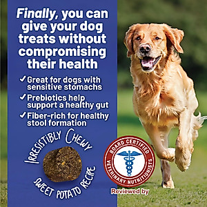 Dave's Pet Food Sweet Potato & Pumpkin Dog Treats for Sensitive Stomachs, Semi-Moist Soft & Digestive Friendly, Made in USA, Senior, Small & Large Dogs, Gut Health (1 Pack)