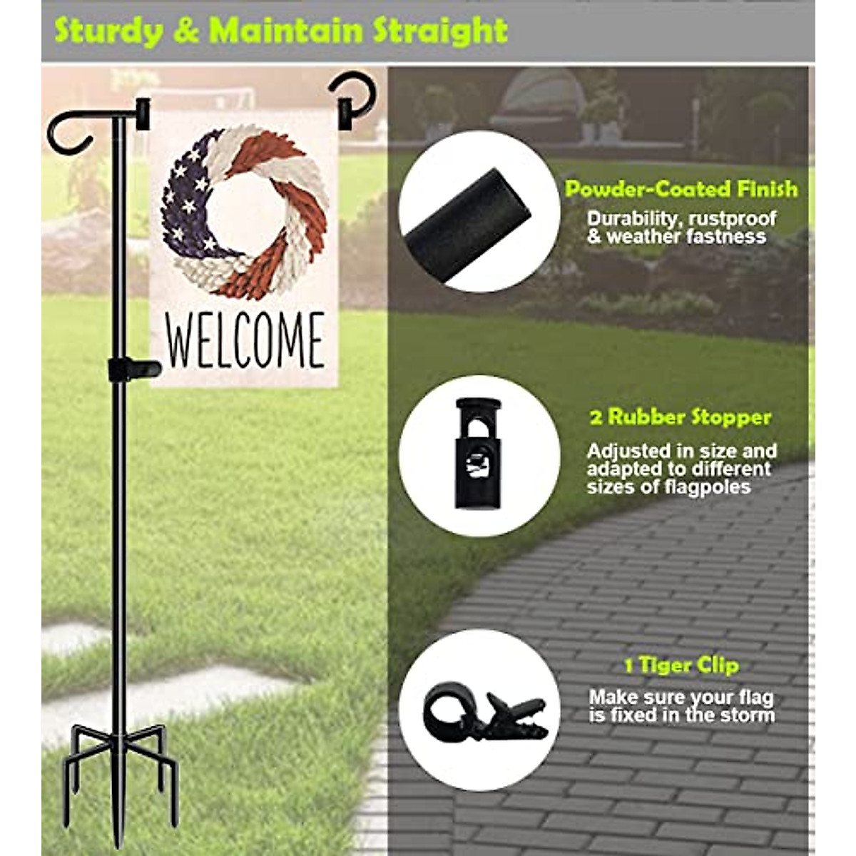 Ardier 50-inch Outdoor Garden Flag Stand, Extra Tall Yard Flag Holder for Outside 12x18 Home Patio Decor, 2-Pack