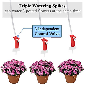 4pcs Auto Watering Tube for Indoor Potted Plants Long Vacation Use Automatic Water Irrigation Dripper Irrigation Device Plant Waterer with Adjustable Control Valve Switch, 39 inch