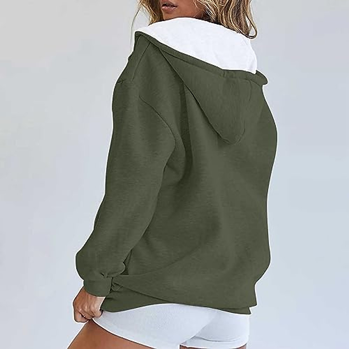 FSAHJKEE Women'S Tops 3/4 Sleeve Loose Fit,Dinosaur Hoodie Cat Ear Hoodie Hoodies For Teens Girls Skeleton Sweatshirt Women Yellow Hoodie Mom Sweatshirt Zip Up Hoodie Y2K(XL,Army Green)