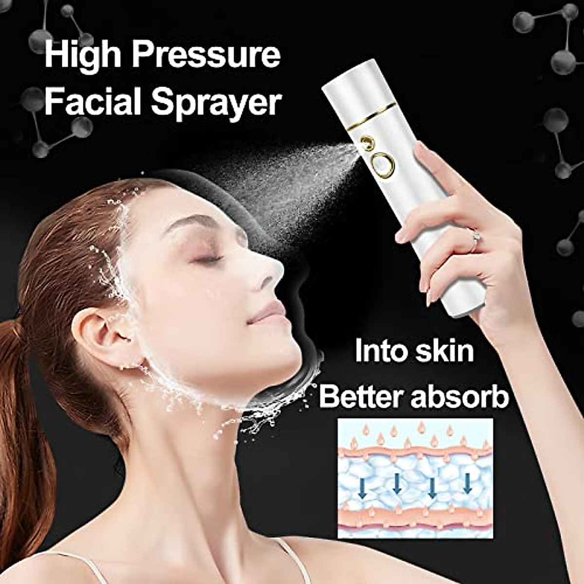 Nano Mister Facial Sprayer - High-pressure Nano Facial Mister, Portable Nano Mist Sprayer, Cool Face Steamer Moisturizing, Mini Nano Mister for Lash Extensions Skin Hydration Toner & Essence Pure Milk
