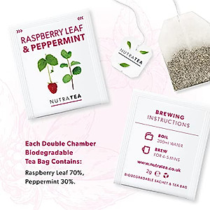 Nutra Tea - Raspberry Leaf & Peppermint Tea - Raspberry Leaf Tea For Pregnancy & Expectant Mothers - 20 Tea Bags - Herbal Tea - (1 Pack)