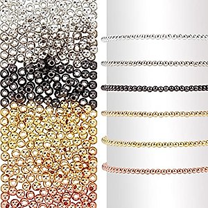 PH PandaHall 360pcs 3mm Spacer Beads 6 Colors Smooth Beads 14K Gold Beads Little Round Beads Seamless Ball Beads Long-Lasting Spacers for Summer Hawaii Layered Necklace Bracelet Jewelry Making