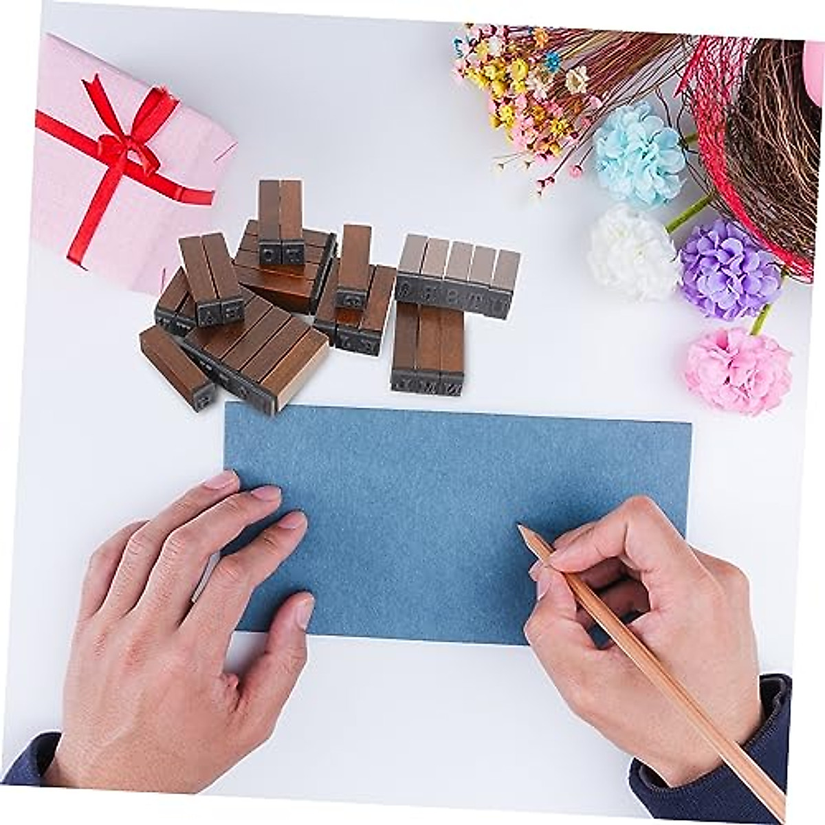 EXCEART 1 Set Seal Wood Decor Wooden Decor Letter Stamps for Clay Photo Album Stamp Scrapbooking Letters Rustic Letter Stamper Seals Scrapbook Stamps DIY Planner Stamp Envelope Brown Mini