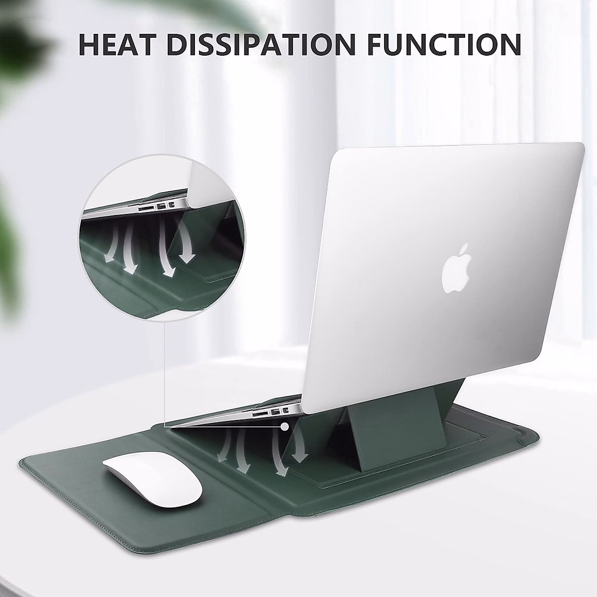 Hyfant Laptop Sleeve Case with Stand and Mouse Pad 13-14 Inch Laptop Case Chromebook Sleeve Leather Protective Cover for MacBook Pro/Air Dell HP Lenovo ThinkPad Samsung Asus Acer LG Laptops