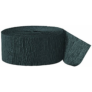 Premium Jet Black Crepe Paper Streamer - 81ft, 1 Piece - Perfect for Birthdays, Weddings, and Events