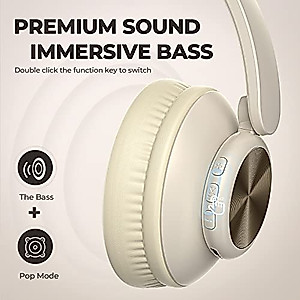 V8 Bluetooth Headphones, 80 Hours Playtime Wireless Headphones with Deep Bass,Lightweight Foldable Headphones Built-in Mic,HiFi Stereo Sound for Travel Work Laptop PC Cellphone