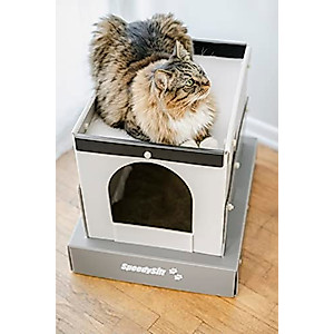 SpeedySift Hooded Cat Litter Box Starter Kit, Includes 56ct Disposable Sifting Liners, Material: Corrugated Plastic Board