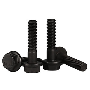 M8 x 50mm Flanged Hex Head Bolts Flange Hexagon Screws, Alloy Steel 10.9 Class, Black Oxide Finish, Partially Threaded, 10 PCS