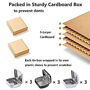 9 Pack Metal Rectangular Hinged Tin Boxes with Lid,2.4x1.8x0.6 Inch, Containers Portable Box for Small Storage Kit Home Organizer,Black,White,Silver Model 604715