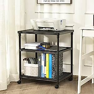 Tangkula 3-Tier Printer Stand Printer Cart, Multifunctional Utility Cart w/ Ample Storage Space, 360° Swivel Rolling & Lockable Wheels, Sturdy Iron Frame, Adjustable Heights, Organizer for Office