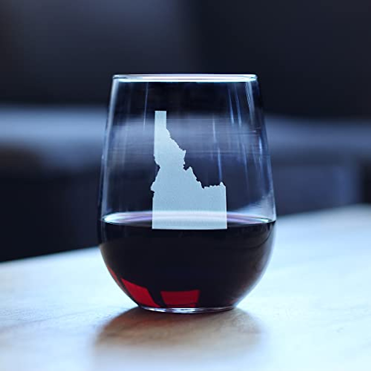 Idaho State Outline Stemless Wine Glass - State Themed Drinking Decor and Gifts for Idahoan Women & Men - Large 17 Oz Glasses