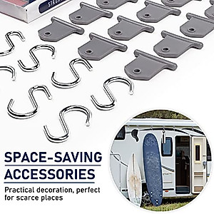 TAKAVU RV Awning Hooks for Light Camping, Party Light Clip Hanger Camper Awning Hook for Christmas Camping Tent Indoor Outdoor Decor, Easily Slide Into RV Awning Roller Bar Channel (12pcs)