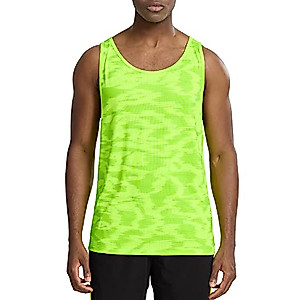 Running Tank Top Men,Sleeveless Workout Shirts Dry Fit Gym Bodybuilding Muscle Tanks(Neon Green,M)
