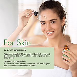 Rosemary Essential Oil (2 fl oz),Rosemary Oil for Hair Growth & Skin Care,Dry Scalp Treatment, Hair Growth Serum for Hair,Organic Hair Oil