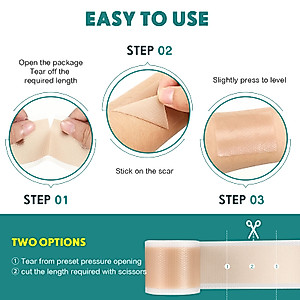 Pumkot Silicone Scar Sheets, Silicone Scar Tape(1.6” x 120” Roll-3M), Scar Removal Away Strips for Surgical Scars, Keloid, C-Section, Burn et