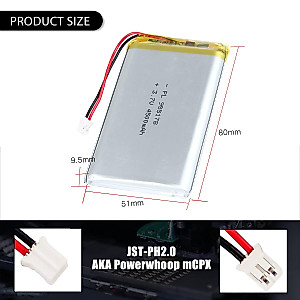 AKZYTUE 3.7V 4500mAh 955178 Lipo Battery Rechargeable Lithium Polymer ion Battery Pack with PH2.0mm JST Connector