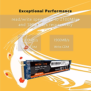 MMOMENT MT34 1TB PCIe Gen3 NVMe M.2 2280 Internal Solid State Drive, Gen3.0X4, Read Speed up to 2000MB/s, for Laptop and PC Desktop