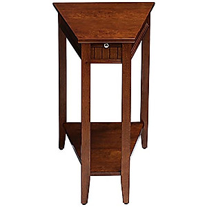 Elm Lane Bentley-II Farmhouse Rustic Cherry Wood Accent Table 16" x 24" with Slide-Out Tray and Shelf Brown for Space Living Room Bedroom Bedside Entryway Home House Balcony Office