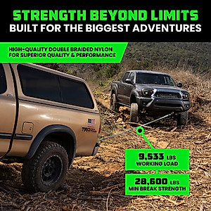 Rhino USA Kinetic Recovery Tow Rope Heavy Duty Offroad Snatch Strap for UTV, ATV, Truck, Car, Tractor - Ultimate Elastic Straps Towing Gear - Guaranteed for Life! (7/8" x 20' Gray)