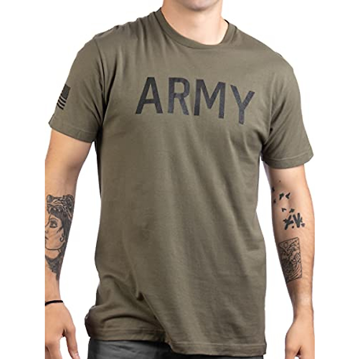 Army PT Style Shirt | U.S. Military Physical Training Infantry Workout T-Shirt-(MilGreen,M)