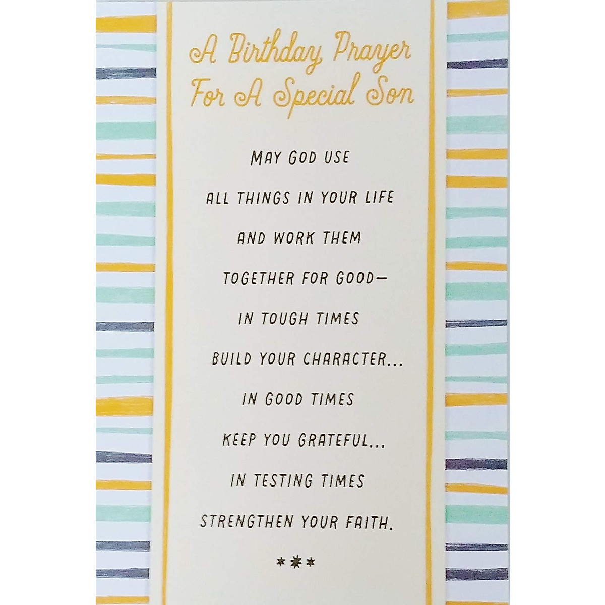 Greeting Card A Birthday Prayer For A Special Son - Religious Christian Happy Birthday Through All The Time of Life May You Continue To Grow Into The Faithful Man God Has Called You To Be