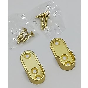 1 Pair Oval Wardrobe Rod Tube Open End Support Cap Flanges with Installation screws (Matte Brass)
