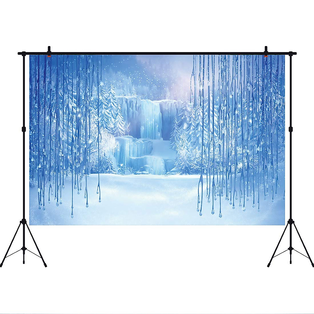 Aperturee Christmas Winter Backdrop, 5X3ft Birthday Party Decorations Frozen Crystal Pendant Ice and Snow White World Photography Background for Children Photo Studio Props