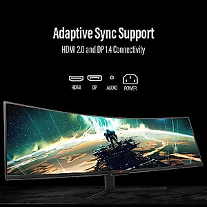 Deco Gear 49" Curved Ultrawide E-LED Gaming Monitor, 32:9 Aspect Ratio, Immersive 3840x1080 Resolution, 144Hz Refresh Rate, 3000:1 Contrast Ratio (DGVIEW490)