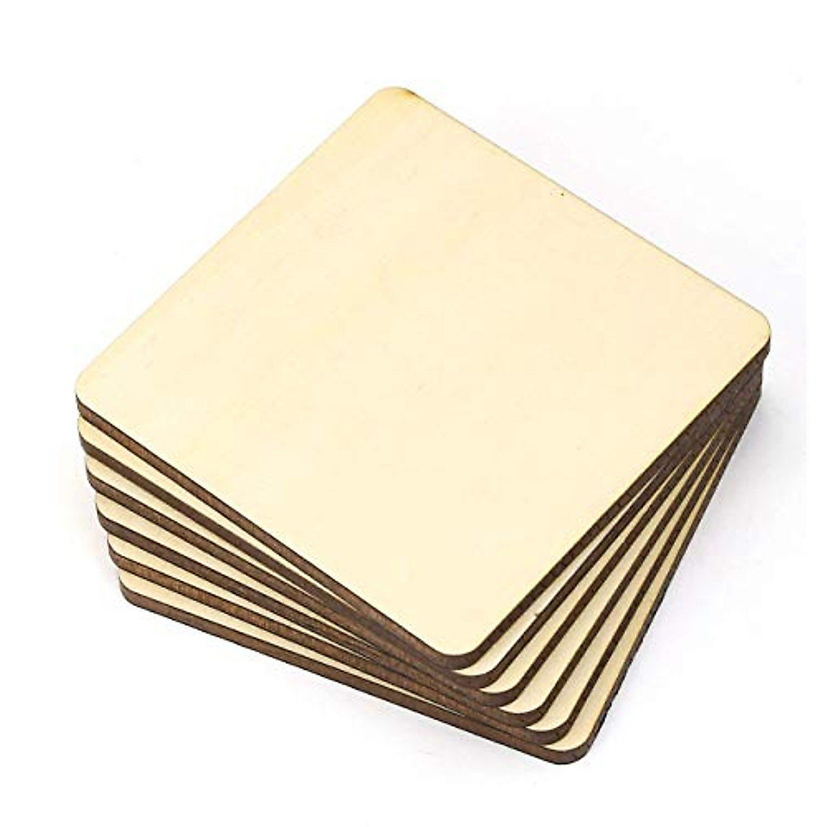 40 Pieces Unfinished Square Blank Wood Pieces 4 x 4 Inches for Coasters, Pyrography, Painting, Writing, Kids Arts and Crafts, STEAM, Decorations, Scrabble Tiles, DIY Crafts