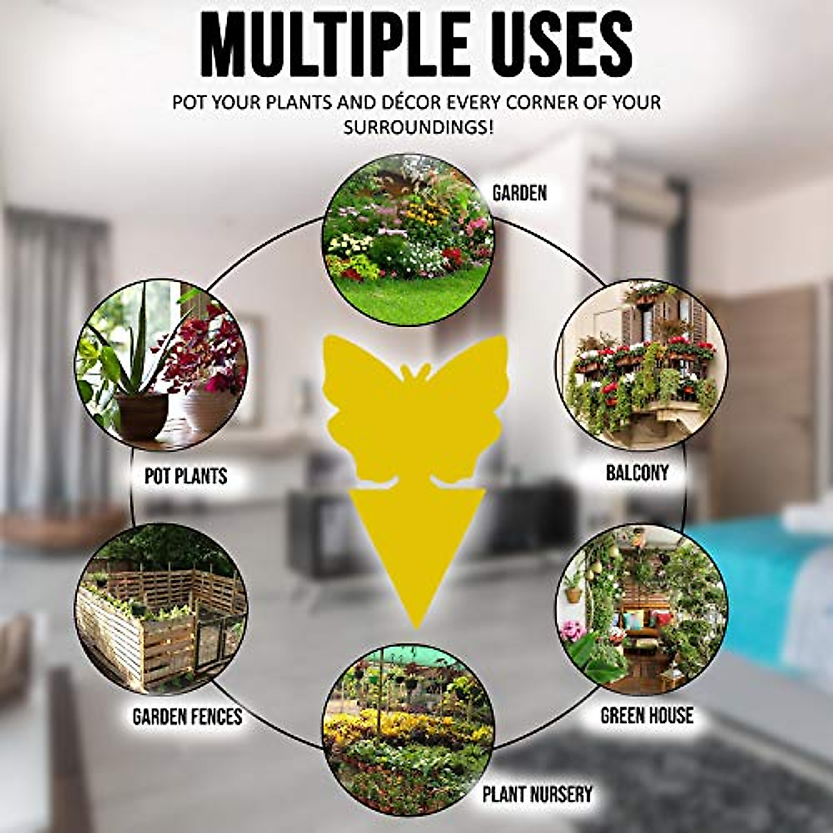 UCatch Gnat Sticky Traps for Plants - Effective Gnat Traps for House Indoor and Outdoor Garden with Super Sticky Adhesive | Yellow Fruit Fly Trap for Mosquitos, Black Flies, Fungus Gnats | Pack of 14