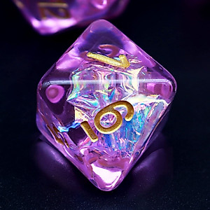 Haxtec Filled Resin DND Dice W/Iridescent Mylar Foil Bundle