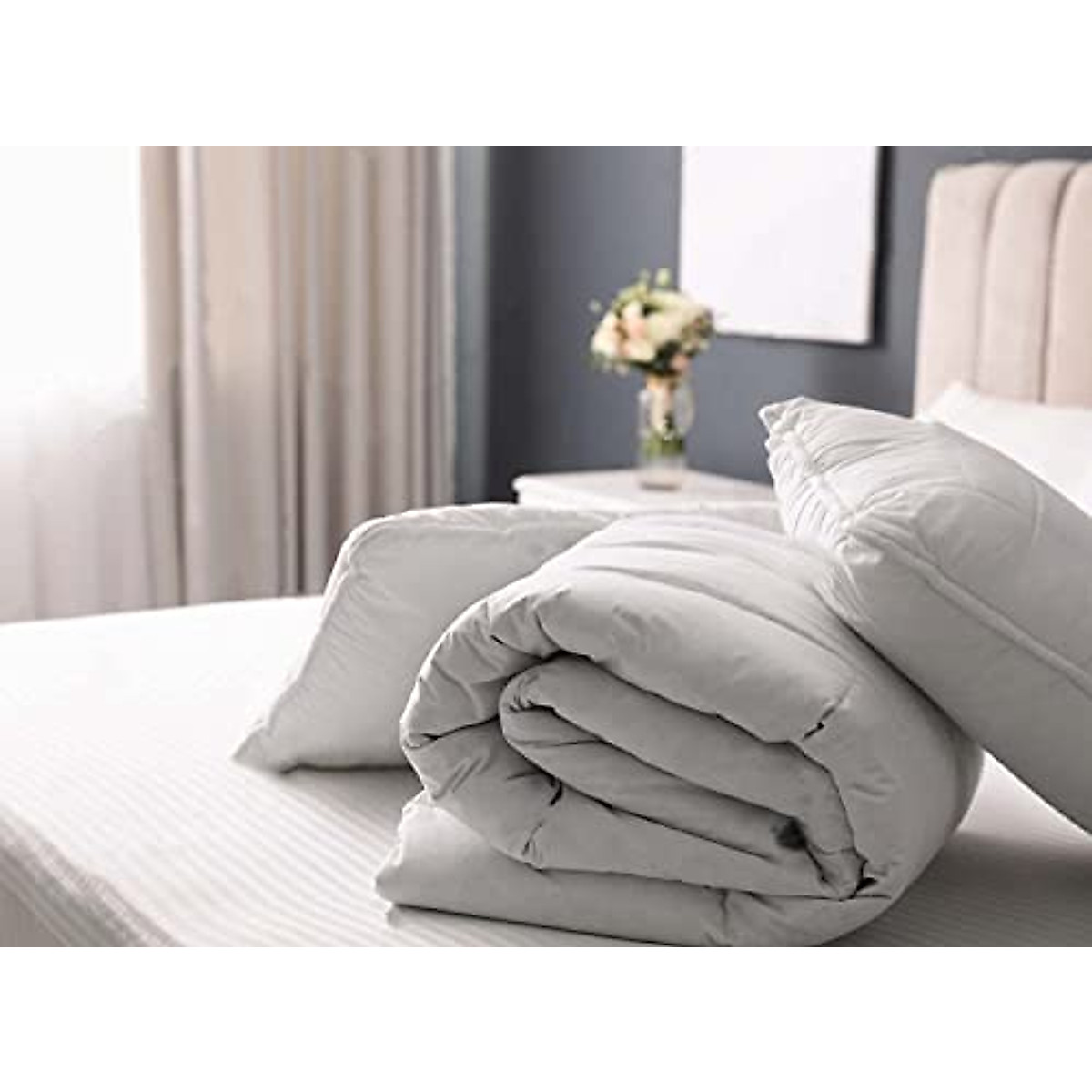 WHITEWRAP Down Alternative Comforter Queen | White | All Season Corner Duvet Tabs | Fluffy, Plush Microfiber Fill, Machine Washable, Duvet Insert | Stand Alone Comforter, Box Stitched