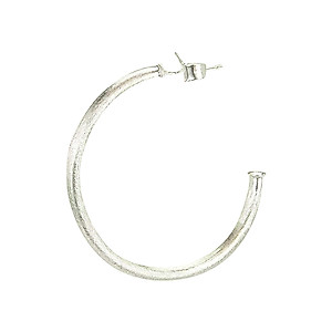 Sheila Fajl Everybody's Favorite Petite 1.5 Inch Tubular Lightweight Hoop Earrings in Brushed Silver Plated