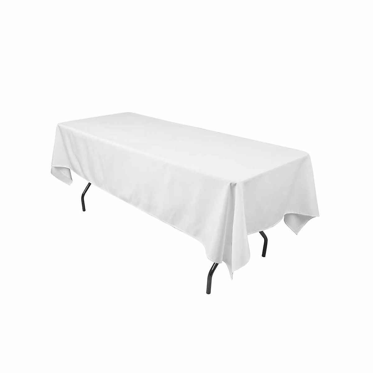 New Creations Fabric & Foam Inc 60" Wide by 120" Long Rectangular Polyester Poplin Tablecloth, White