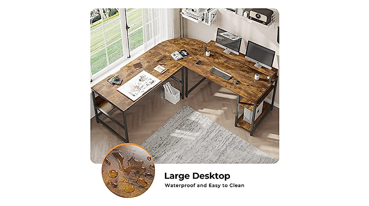 SEDETA L Shaped Desk - Space-Saving Corner Computer Desk for Home Office
