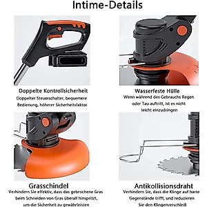 Weed Wacker Battery Weed Eater Cordless Grass Trimmer ElectricWeed Wacker Household Cordless Weeder Portable Garden Pruning Tool Head can be Rotated 90° Weed Eater (Black)