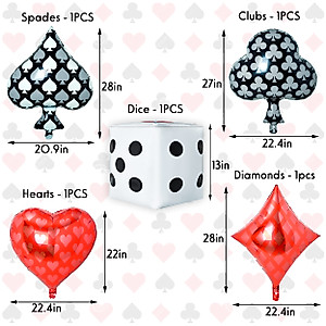 Casino Party Decorations Balloons 29pcs Dice Balloon Playing Cards Balloons Casino Foil Latex Balloons Casino Party Supplies for Las Vegas Party, Poker Events, Casino Night Birthday Party Decorations