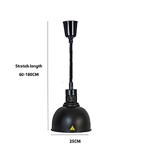 250W Storage Food Heating Lamp, Lamp Shade Diameter 25cm, Adjustable 60cm-180cm, Cafeteria, Pizza Restaurant Suitable (Color : Green bronze)
