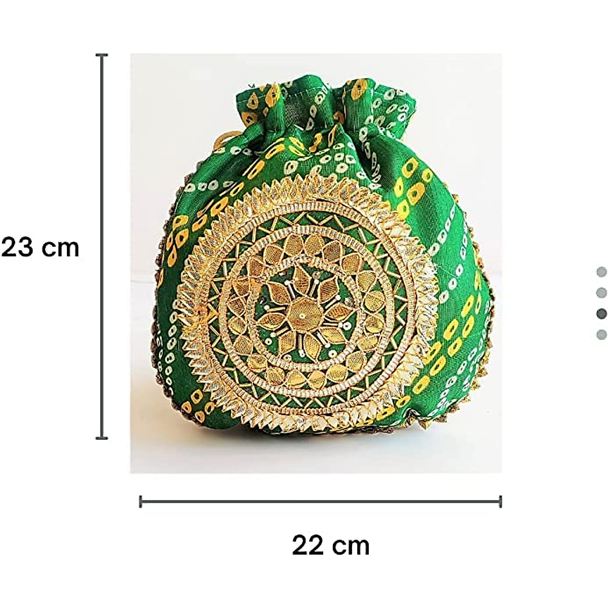 Potli Bag For Woman Ethnic Bandhej Polti Bag, Elegant Evening Wedding Party Purse For Women's BY PANACHE MERCHANT (Green)