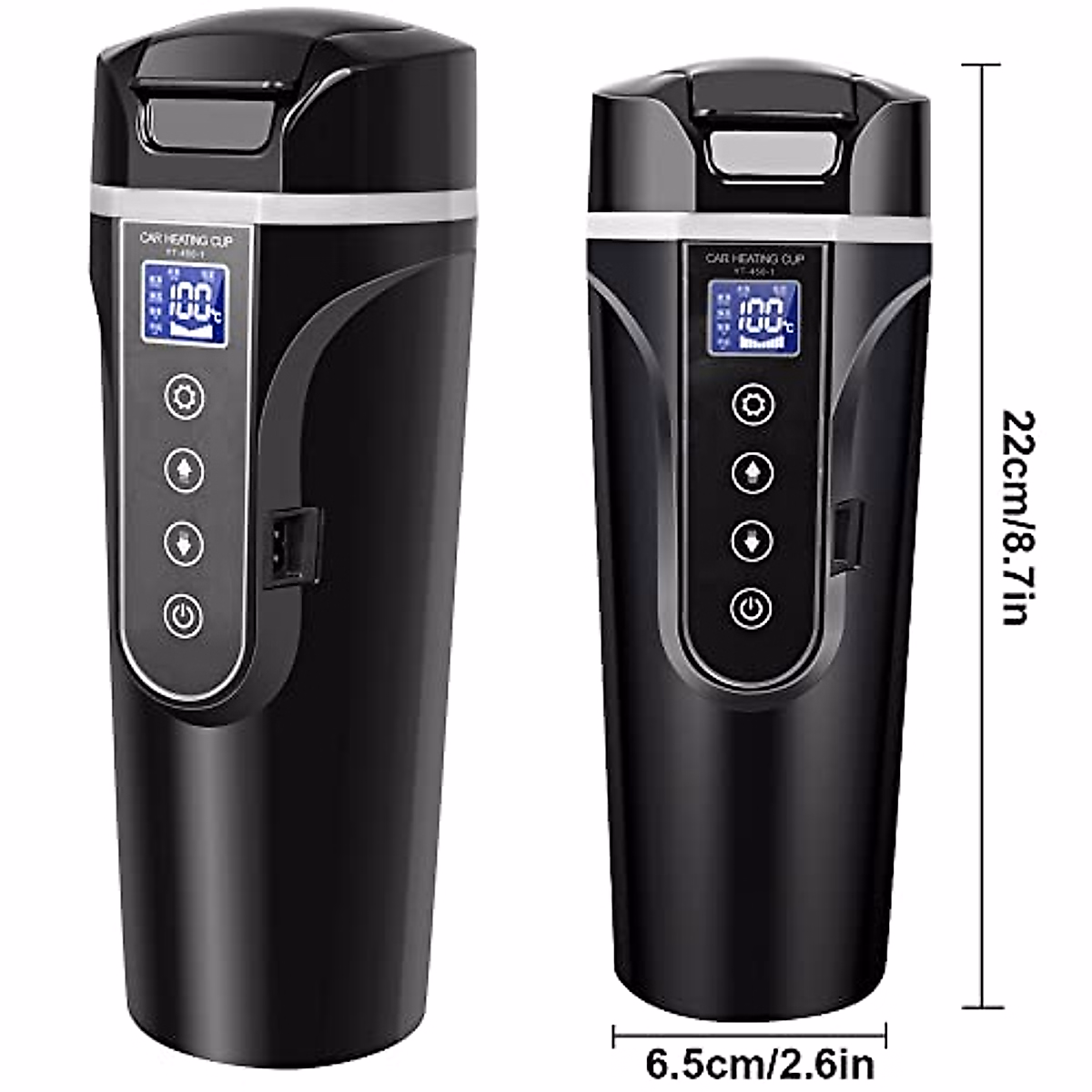 Funchic Heated Travel Mug Electric Coffee Warmer 12V Thermos Cup Intelligent Travel Mug with Temperature Control for Car