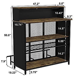GDLF Home Bar Unit Mini Bar Liquor Bar Table with Storage and Footrest for Home Kitchen Pub (Brown)