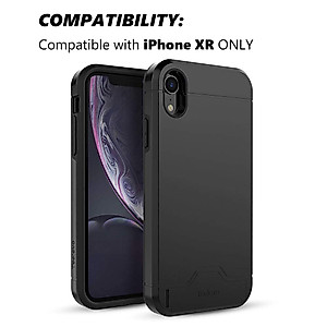 Teelevo Wallet Case for Apple iPhone XR (2018), Dual Layer Case with Card Slot Holder and Kickstand for Apple iPhone XR - Black