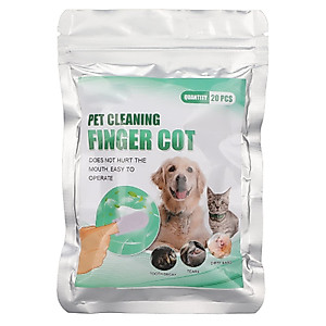 HEEPDD 20Pcs Dog Dental Wipes, Dog Teeth Cleaning Finger Wipes for Dogs Cats, Freshen Breath, Reduce Plaque Tartar, No Brushing