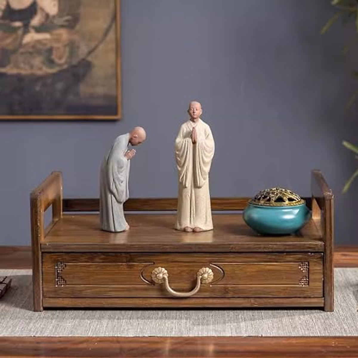 WBRSybUS Altar Meditation Table with Drawer Storage, Bamboo Spiritual Altar Table,Relax Buddhist Table Tea Table for Prayers Divination,Single Layer 69cm,B