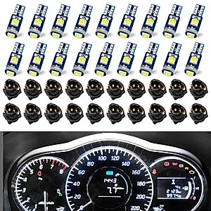 QUICTO Led Bulb Dash Lights Super Bright, T5 37 74 LED Bulb with Twist Lock Socket PC74 PC37, for Car Bulb Air Conditioning Light Clock Light (White)