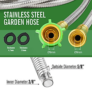 SKYWARD 304 Stainless Steel Garden Hose 20 ft with Female to Male Metal Connector, Anti-Leakage, Flexible & Lightweight Kink Free Water Hose, Easy to Use & Store (20ft)