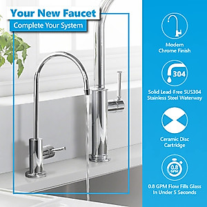 Express Water Modern Water Filter Faucet – Chrome – Drinking Water Faucet – Reverse Osmosis Filtration System and Kitchen Sink Beverage Faucet